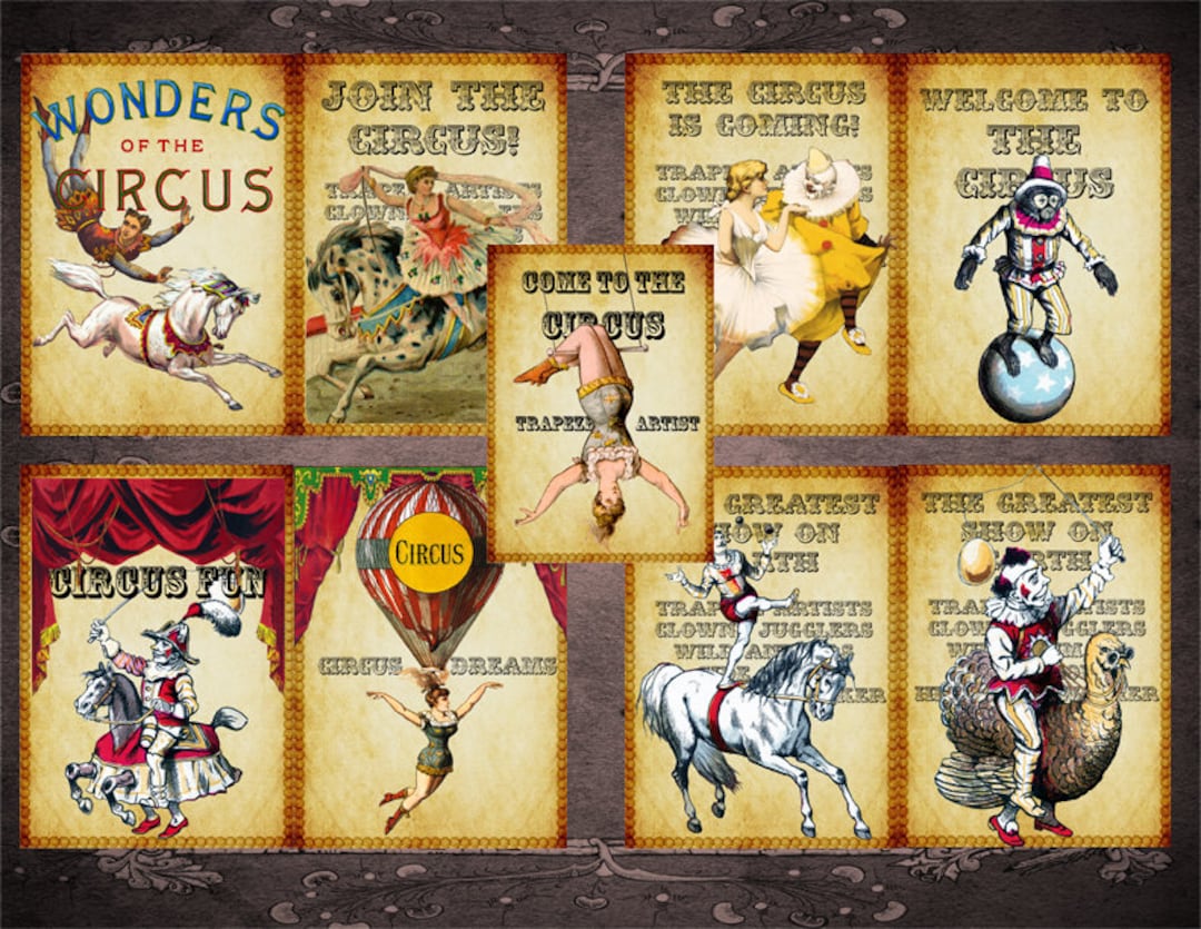 The Circus is Calling 2.5 X 3.5 Inch Cards ATC ACEO Carnival Clown ...