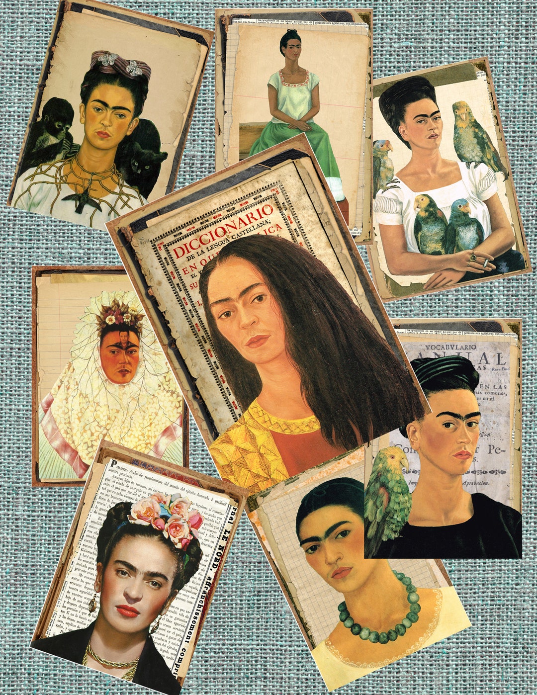 Frida Kahlo 8 Layered Printable Cards 2.5" X 3.5" Instant Download ...