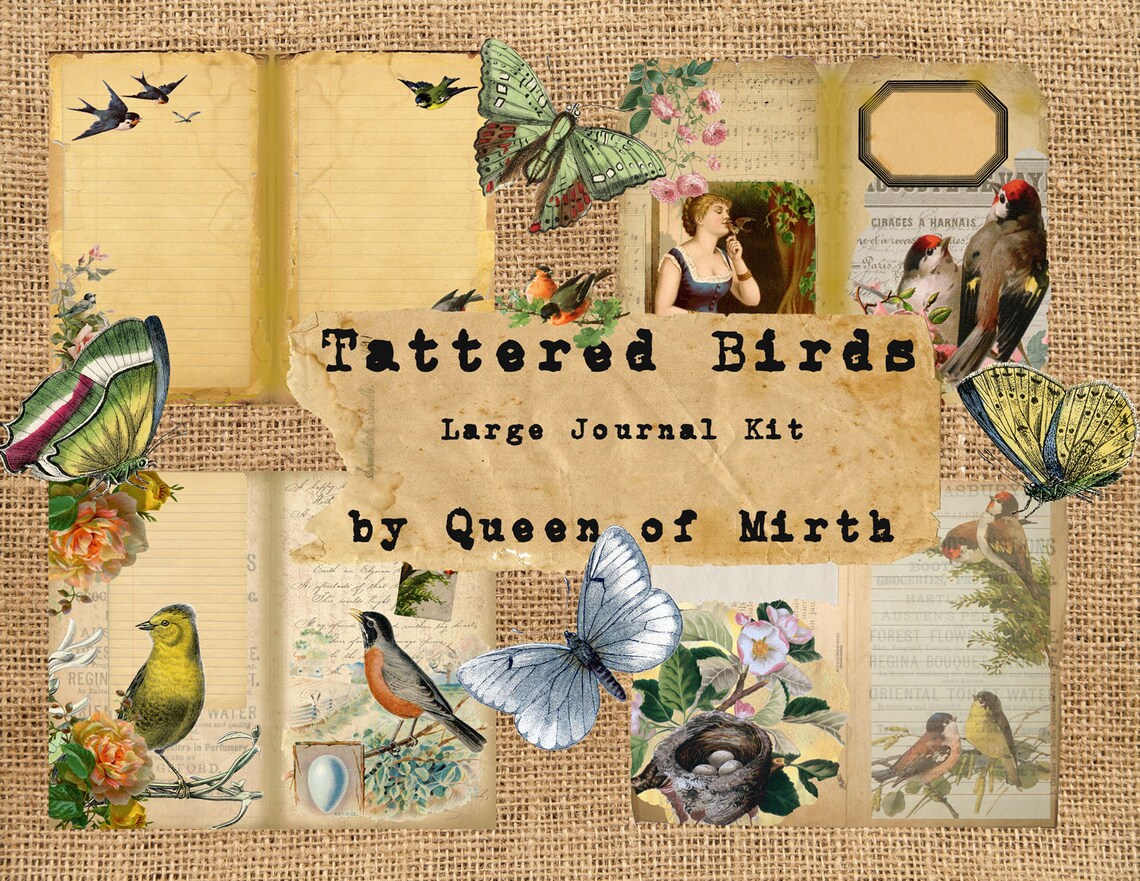 TATTERED BIRDS Big Journal Kit & BONUS Collage Ephemera Paper | Etsy
