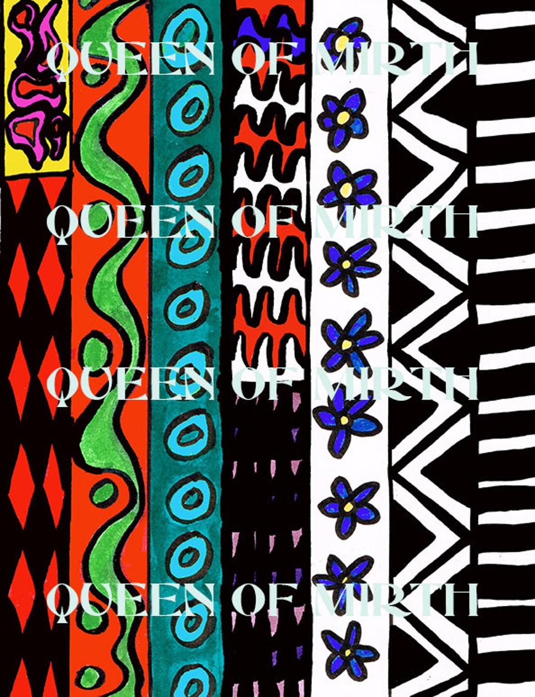 QUEEN OF MIRTH Instant Digital Download Zetti Style Art Borders Mixed ...