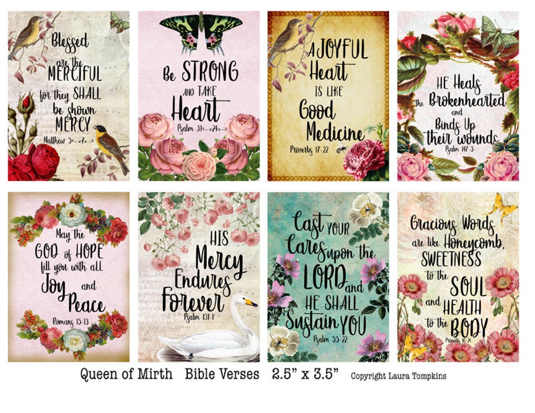 Printable Bible Verses Tags Atc 2.5" X 3.5" Inspirational Art Digital ...