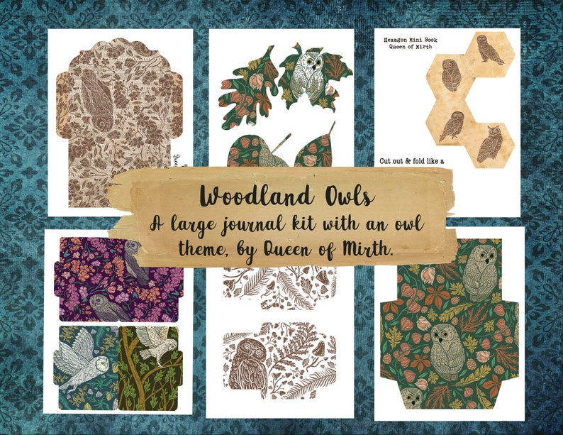 WOODLAND OWLS Journal Kit Printable Owl Birds Collage Forest - Etsy