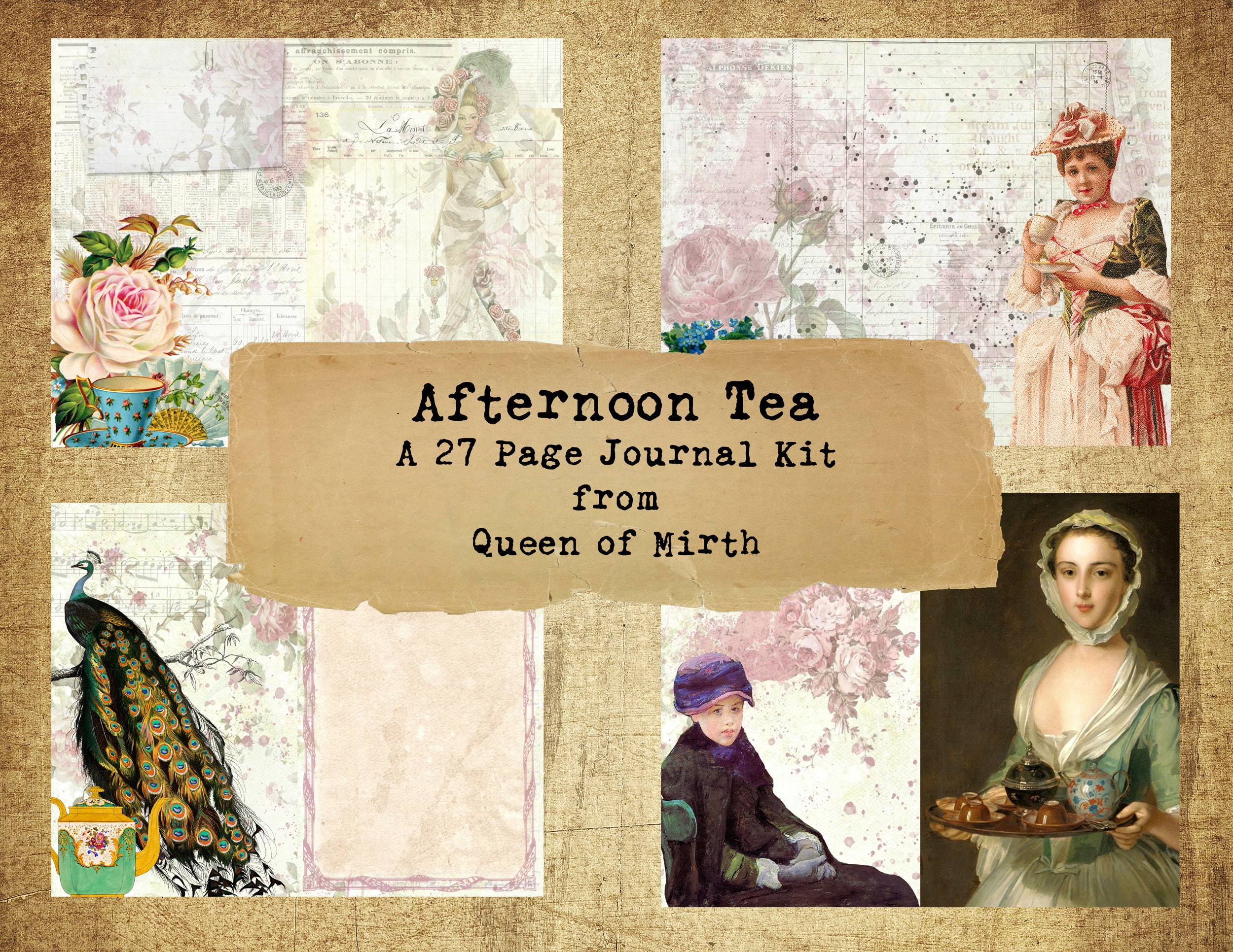 AFTERNOON TEA Journal Kit Collage Sheet Digital Download | Etsy
