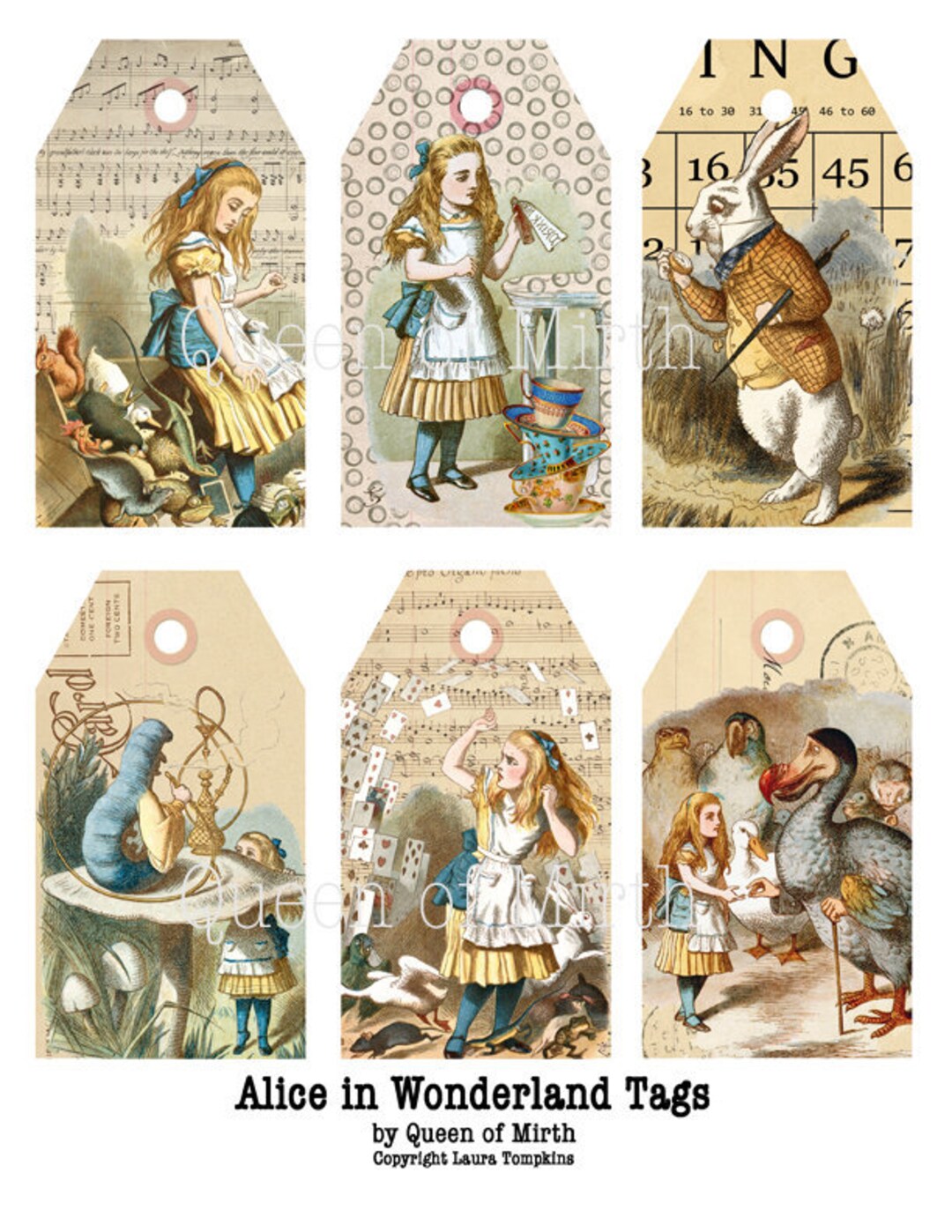 Go Ask Alice Gift Tags Alice in Wonderland Scrapbooking Junk Journal ...