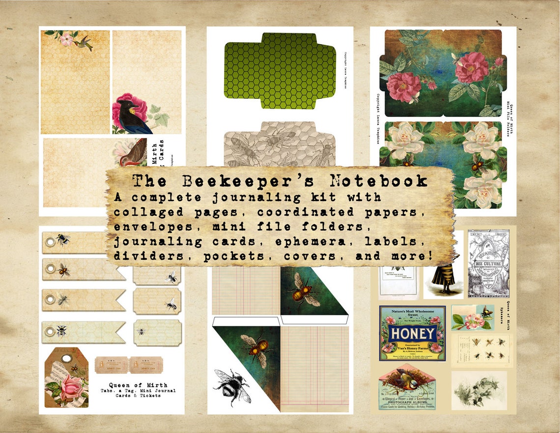 The Beekeeper's Notebook Bees Journal Kit Scrapbook Kit Digital ...