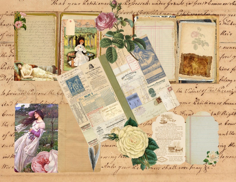 EPHEMERA JOURNAL Layered Journaling Kit Scrapbooking Digital Download ...