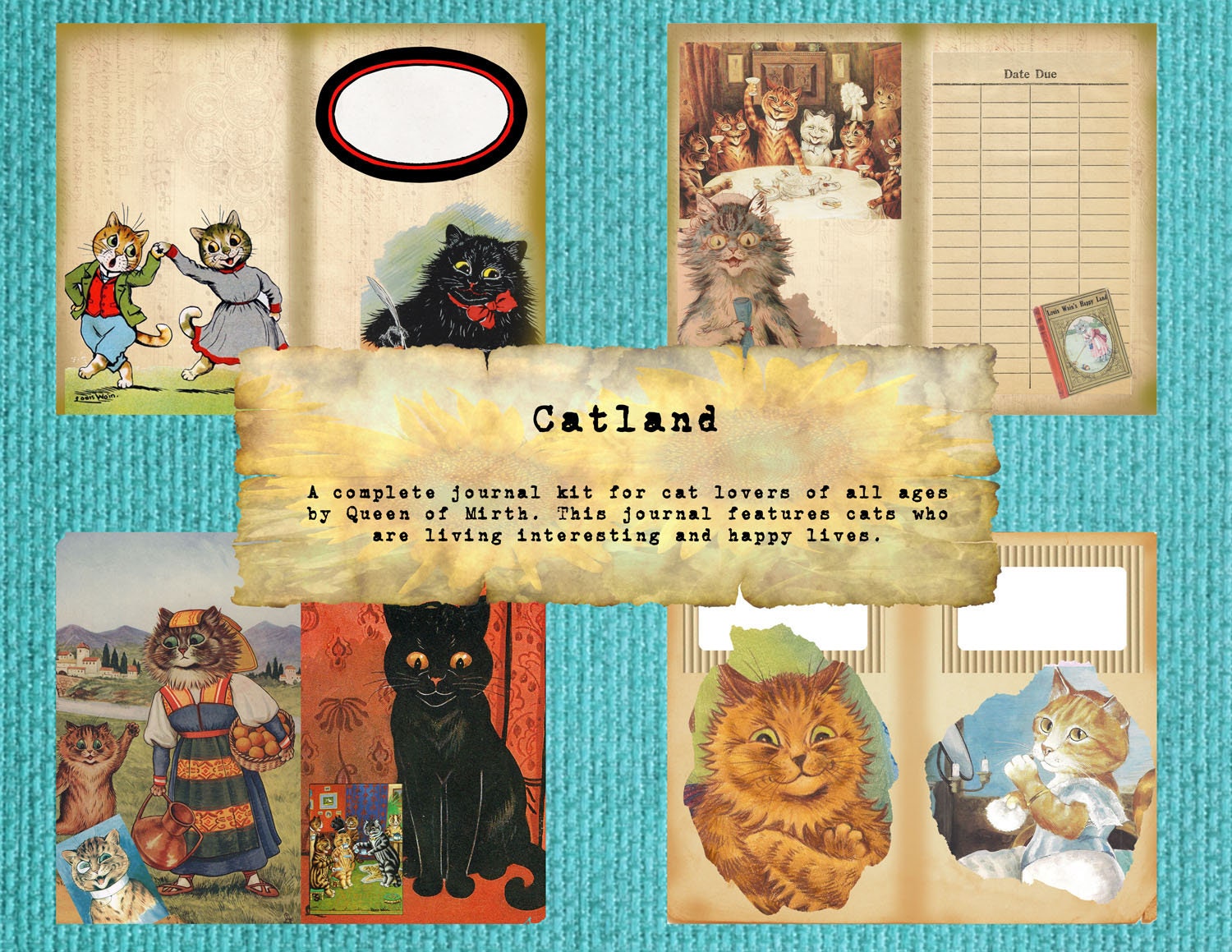 CATLAND Louis Wain Journal Kit Cat Kitten Anthropomorphic | Etsy