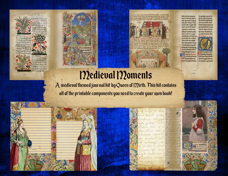 MEDIEVAL MOMENTS Digital Junk Journal kit Script Manuscript | Etsy