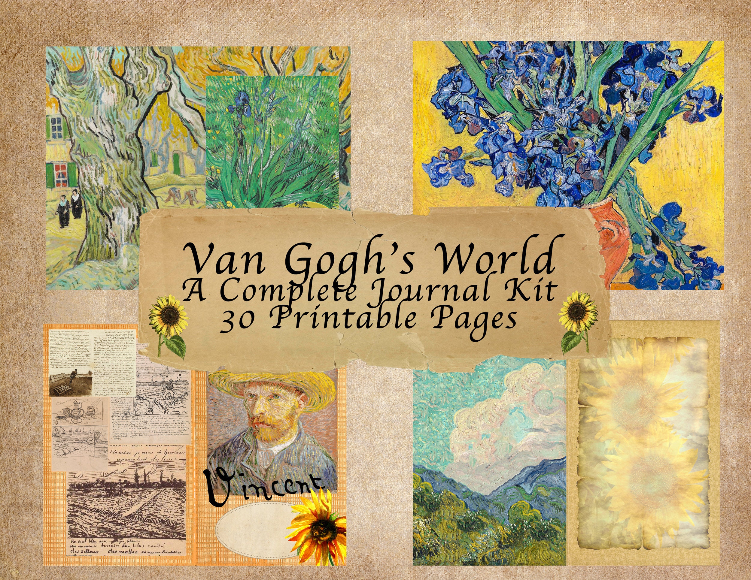VAN GOGH'S WORLD Digital Printable Junk Journal Kit French ...