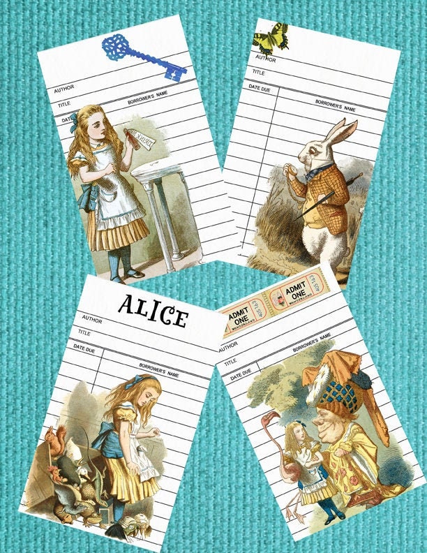 Alice in Wonderland Library Cards Go Ask Alice Artful Queen of - Etsy