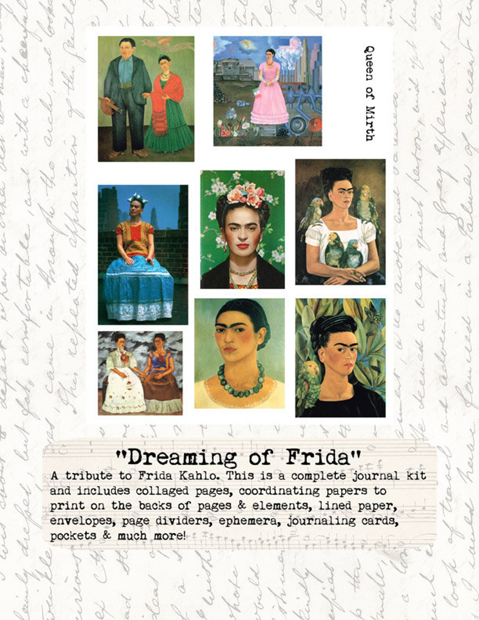 DREAMING of FRIDA Digital Printable Junk Journal Kit Frida - Etsy