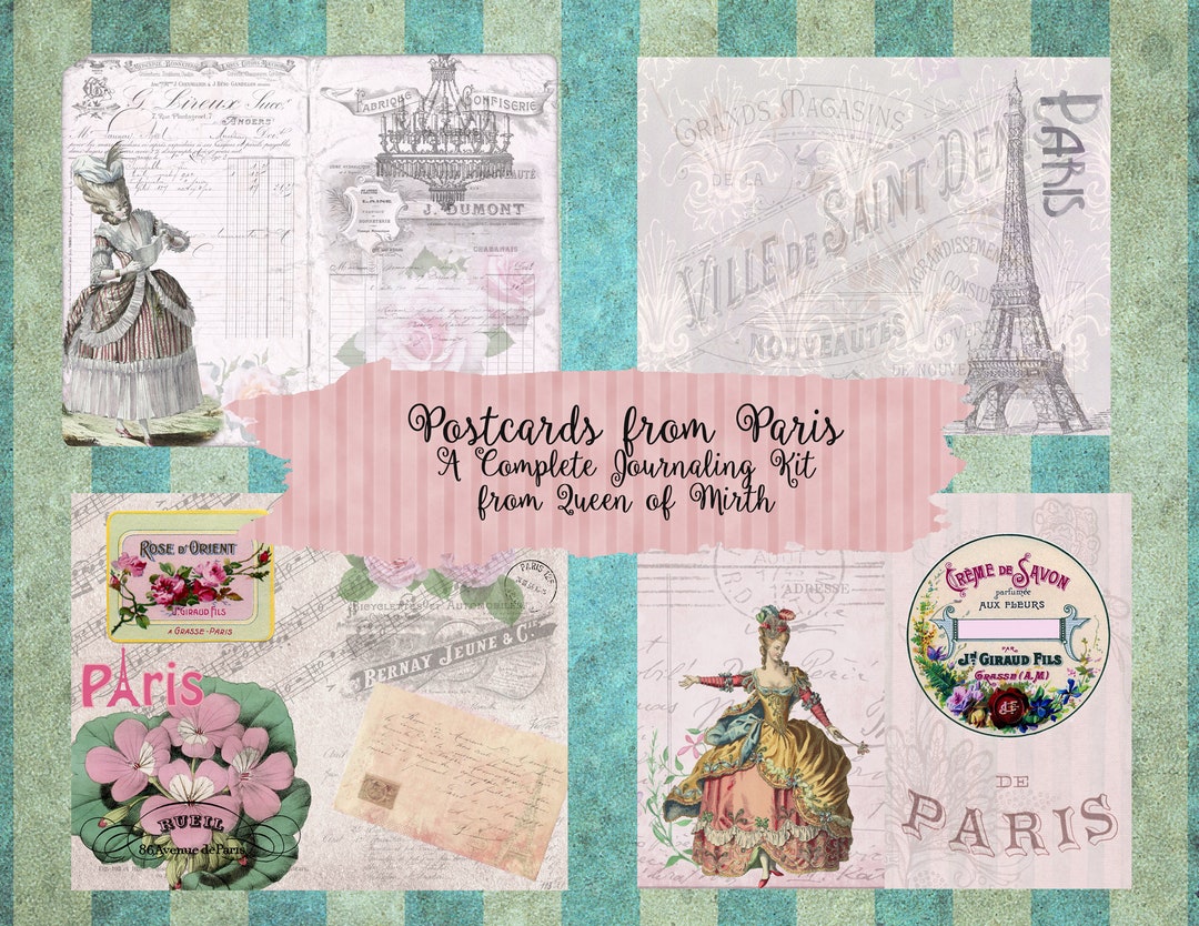 POSTCARDS FROM PARIS Journaling Kit Printable French Marie Antoinette ...