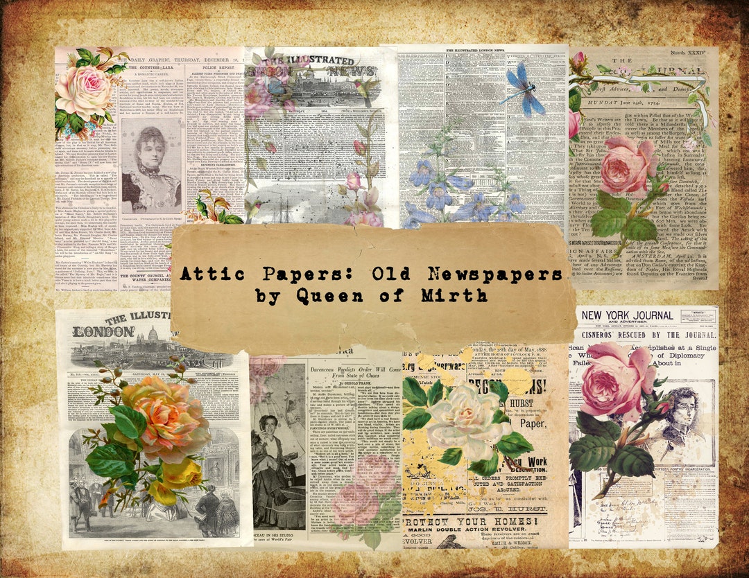 Old Newspapers Attic Papers Large Newsprint Paper Pack Scrapbook ...