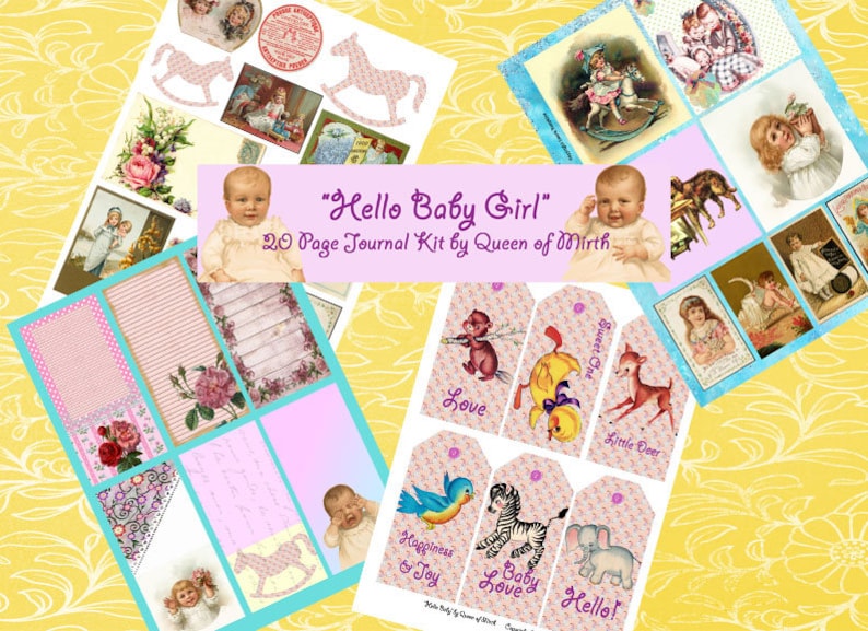 HELLO BABY GIRL Journal Kit Paper Bundle Junk Journal - Etsy