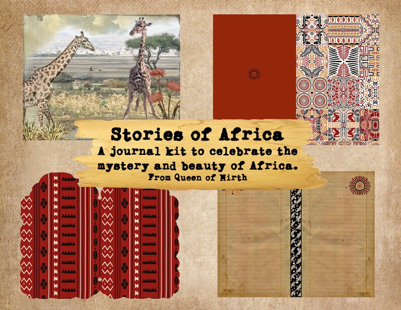 AFRICA Journal Kit African Animals Textiles Travel Digital | Etsy