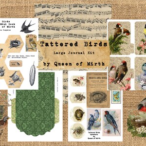 TATTERED BIRDS Big Journal Kit & BONUS Collage Ephemera Paper Bundle ...
