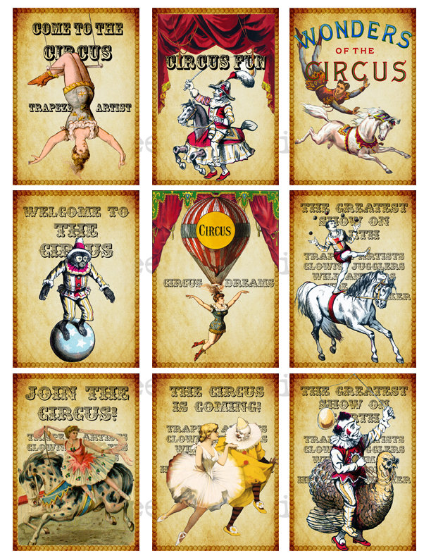 The Circus is Calling 2.5 X 3.5 Inch Cards ATC ACEO Carnival - Etsy