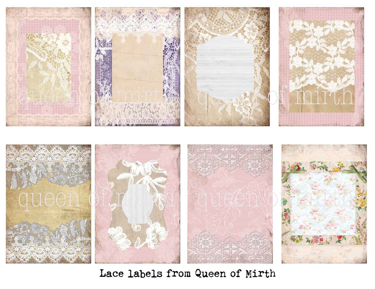 Vintage Lace Labels ATC ACEO Size Shabby Chic Printable - Etsy