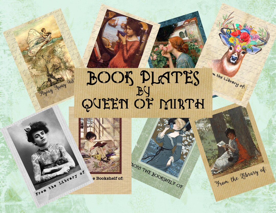 Unique Book Plates Printable Labels ATC Size Digital Download Queen of ...