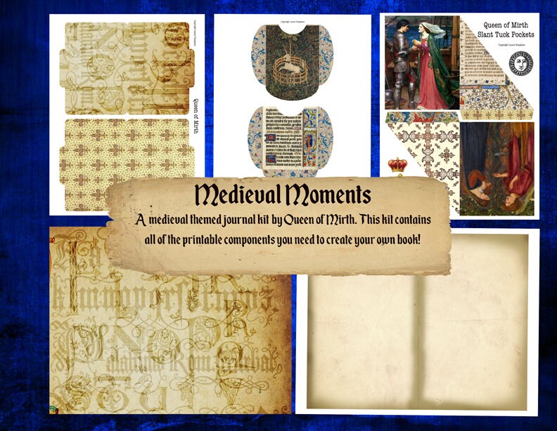 MEDIEVAL MOMENTS Digital Junk Journal kit Script Manuscript | Etsy