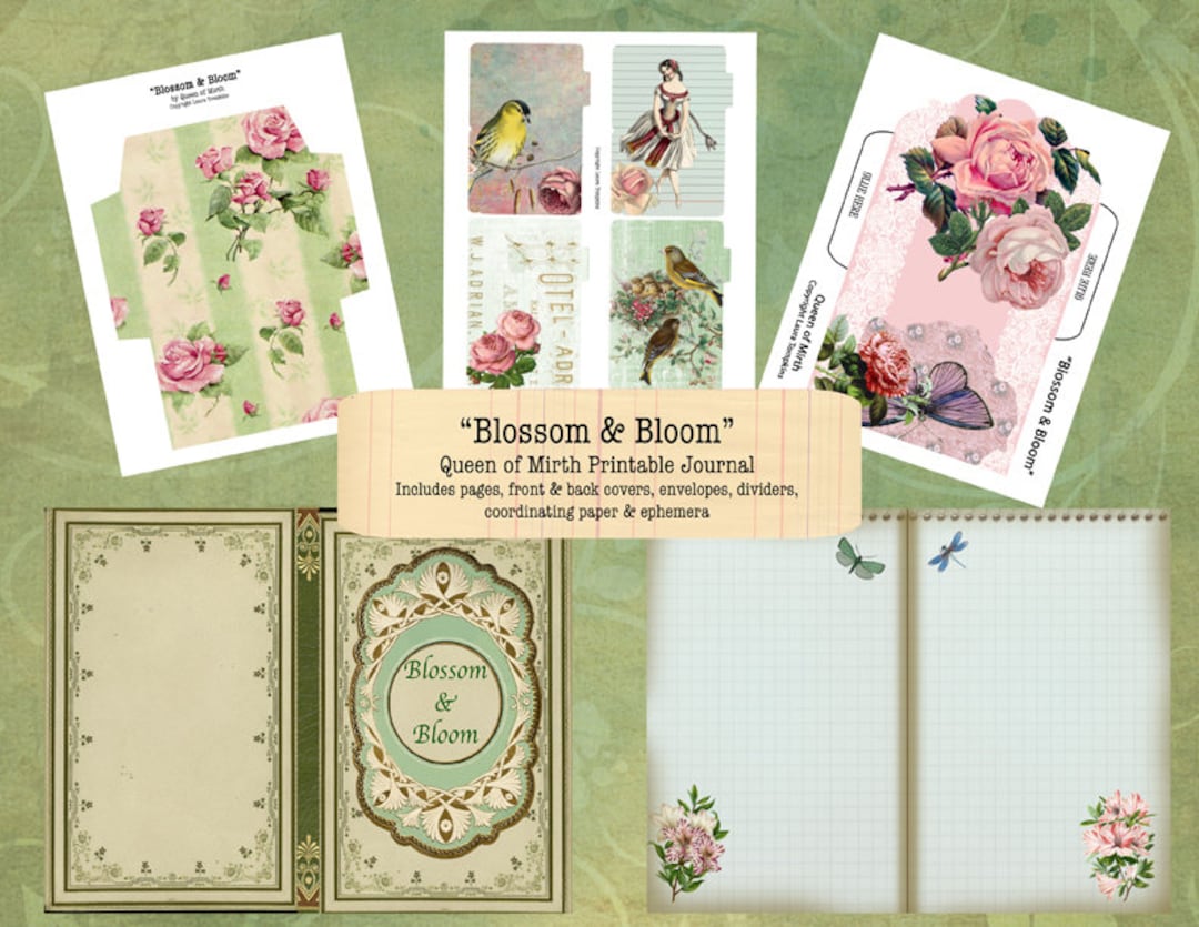 Blossom and Bloom Junk Journal Kit Flowers Roses Butterfly Queen of ...