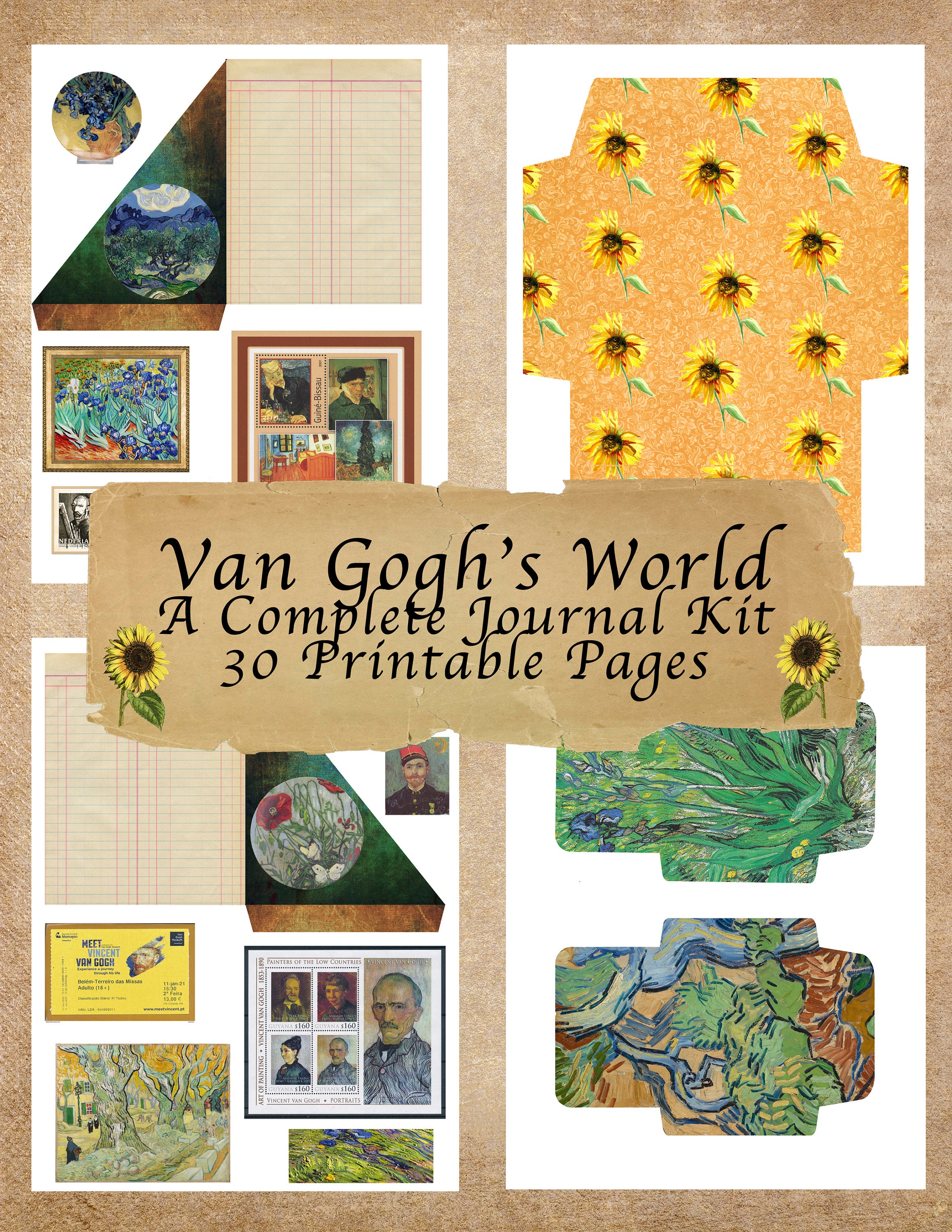 VAN GOGH'S WORLD Digital Printable Junk Journal Kit French ...