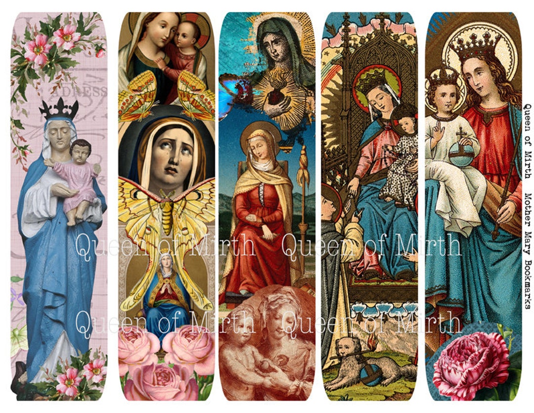Mother Mary Bookmarks Tags Blessed Virgin Madonna Catholic Printable ...