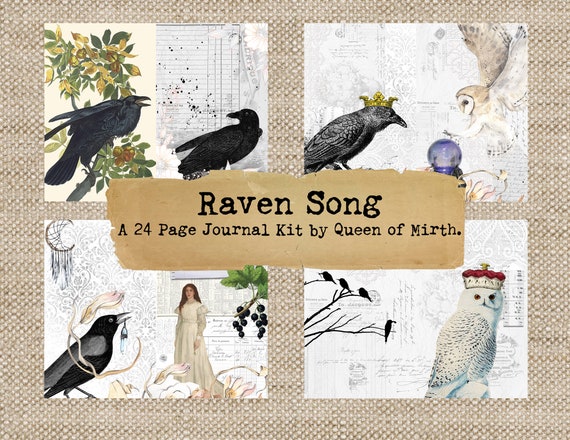 RAVEN SONG Journal Kit printable birds collage mystical ravens | Etsy