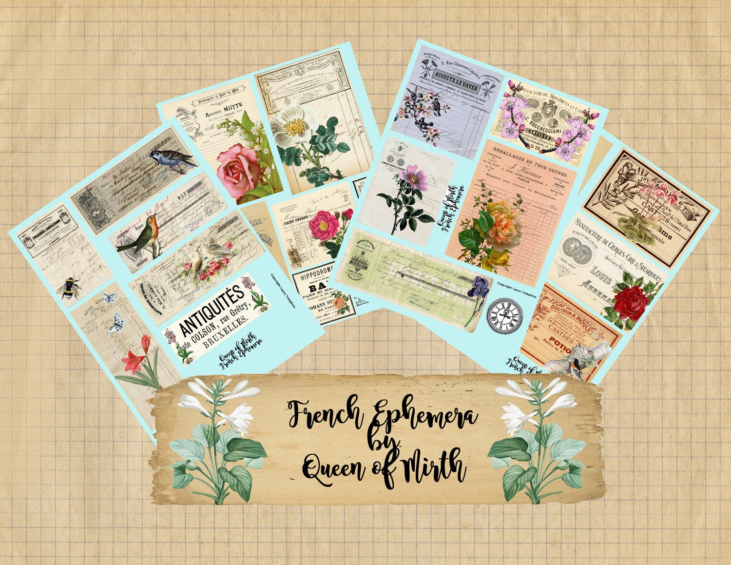 Vintage French Ephemera Pack Printable Antique Paris - Etsy