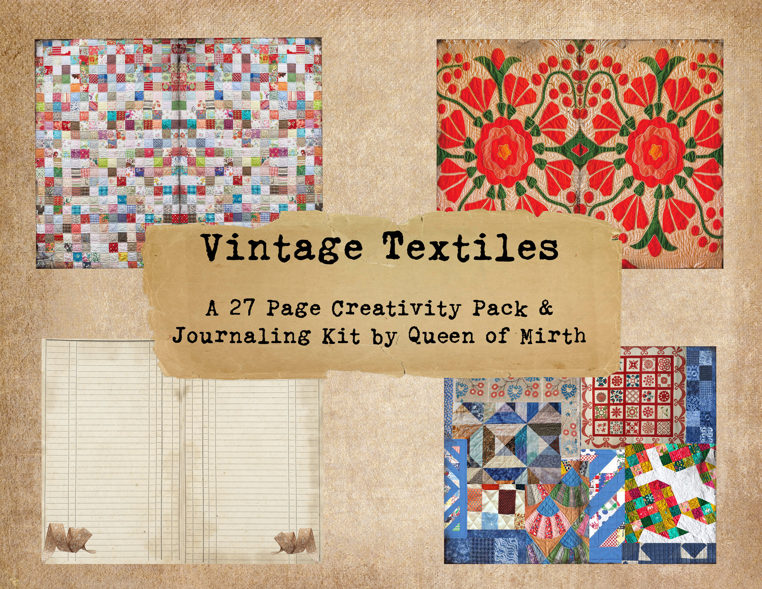 Vintage Fabrics Textiles Journal Kit Junk Journal Embroidery | Etsy