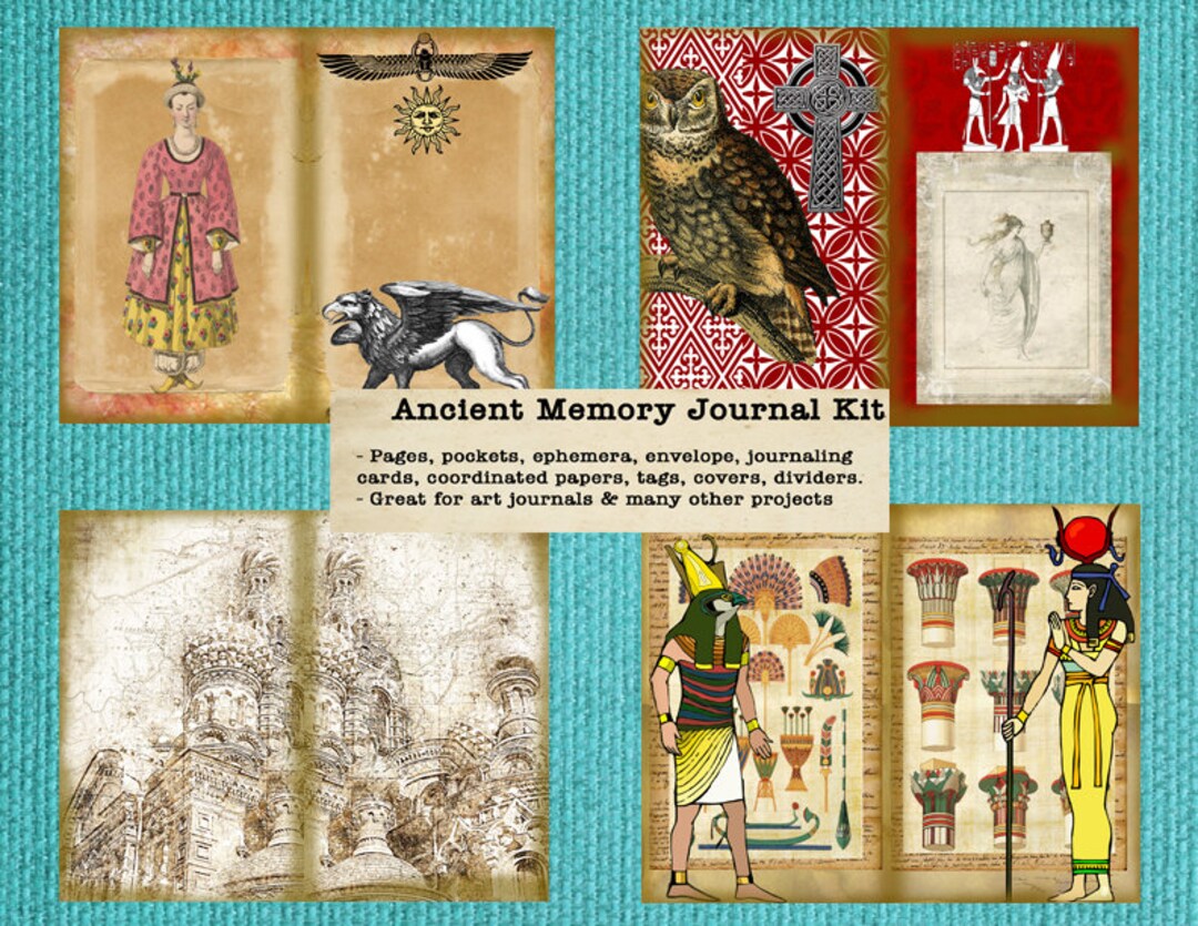 Ancient Memory Journaling Kit Collage Sheet Egypt Digital Floral ...