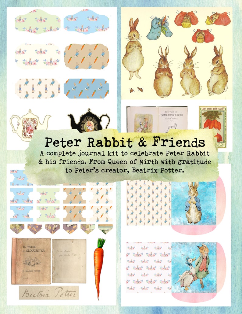 PETER RABBIT & FRIENDS Journal Kit Beatrix Potter Scrapbook Junk ...