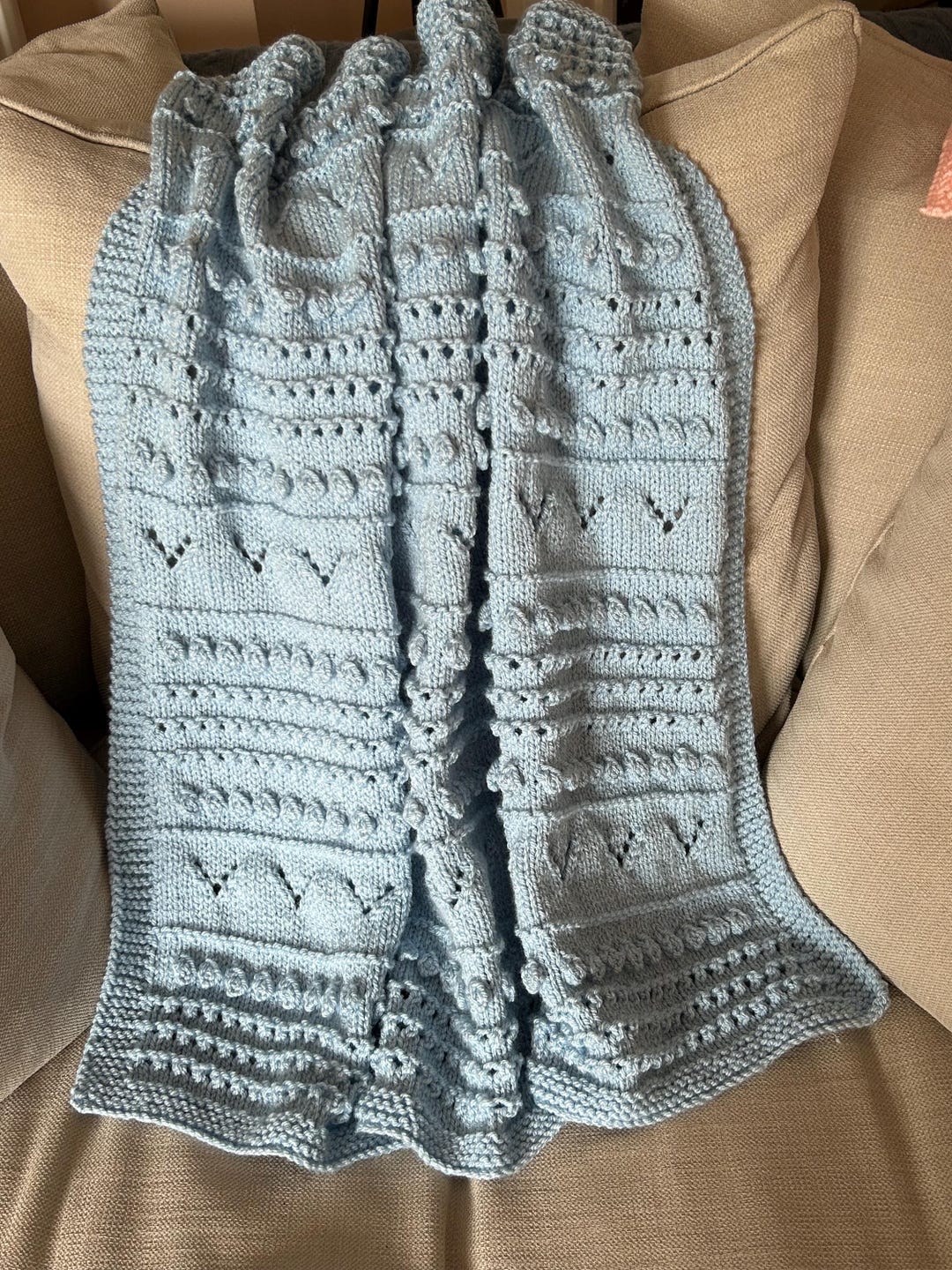 Hand Knitted Blue Baby Blanket - Etsy
