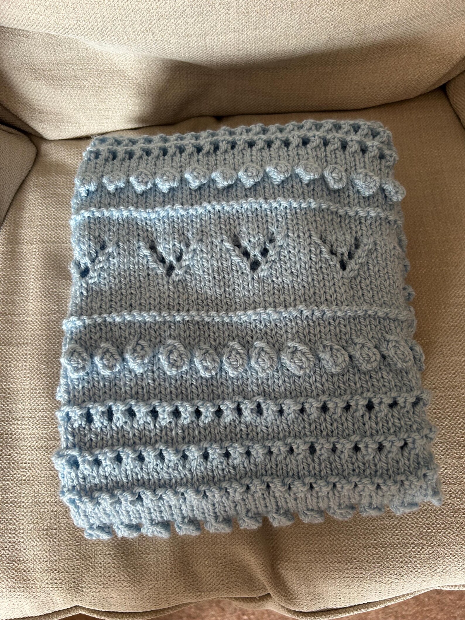Hand Knitted Blue Baby Blanket - Etsy