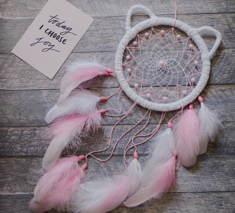 Pink Kitty Dream Catcher for Nursery or Girl's Room. Kitty Themed Baby ...