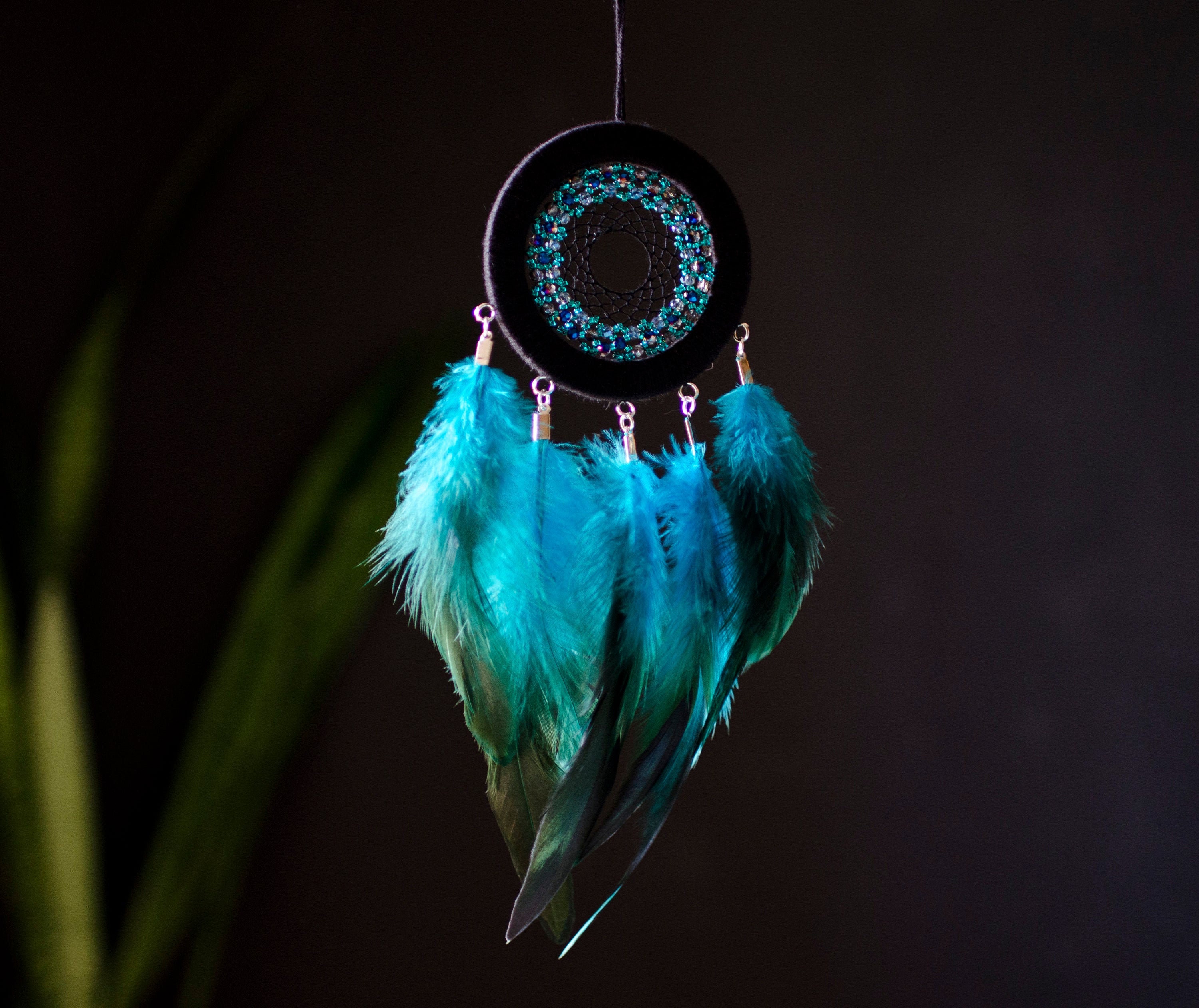 Turquoise blue dreamcatcher. Small dream catcher. Christmas | Etsy