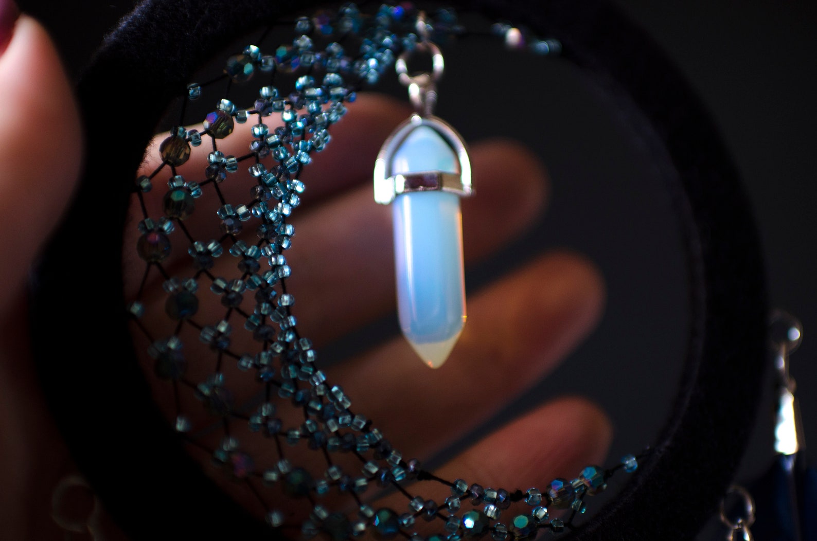 Teal Turquoise Dreamcatcher With Moonstone Crystal Small | Etsy