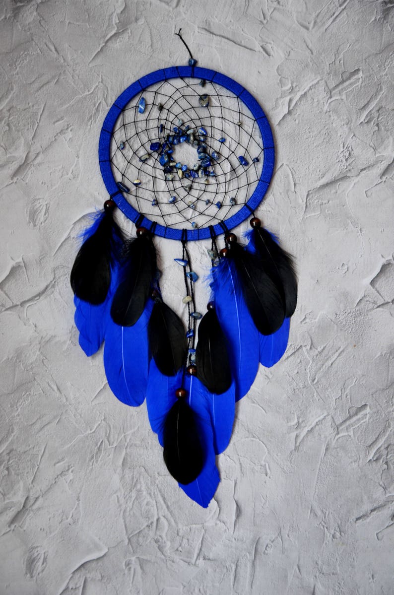 Cobalt Blue Dream Catcher Wall Hanging With Lapis Lazuli - Etsy