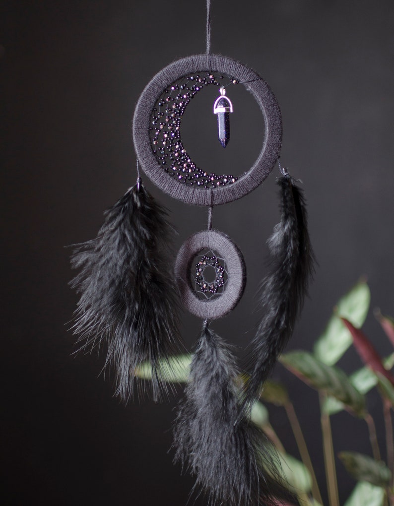 Black Dream Catcher With Sparkling Beads and Aventurine - Etsy