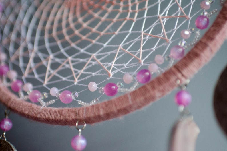 Handcrafted Blush Pink Moon Phase Dreamcatcher: Boho Celestial Wall ...