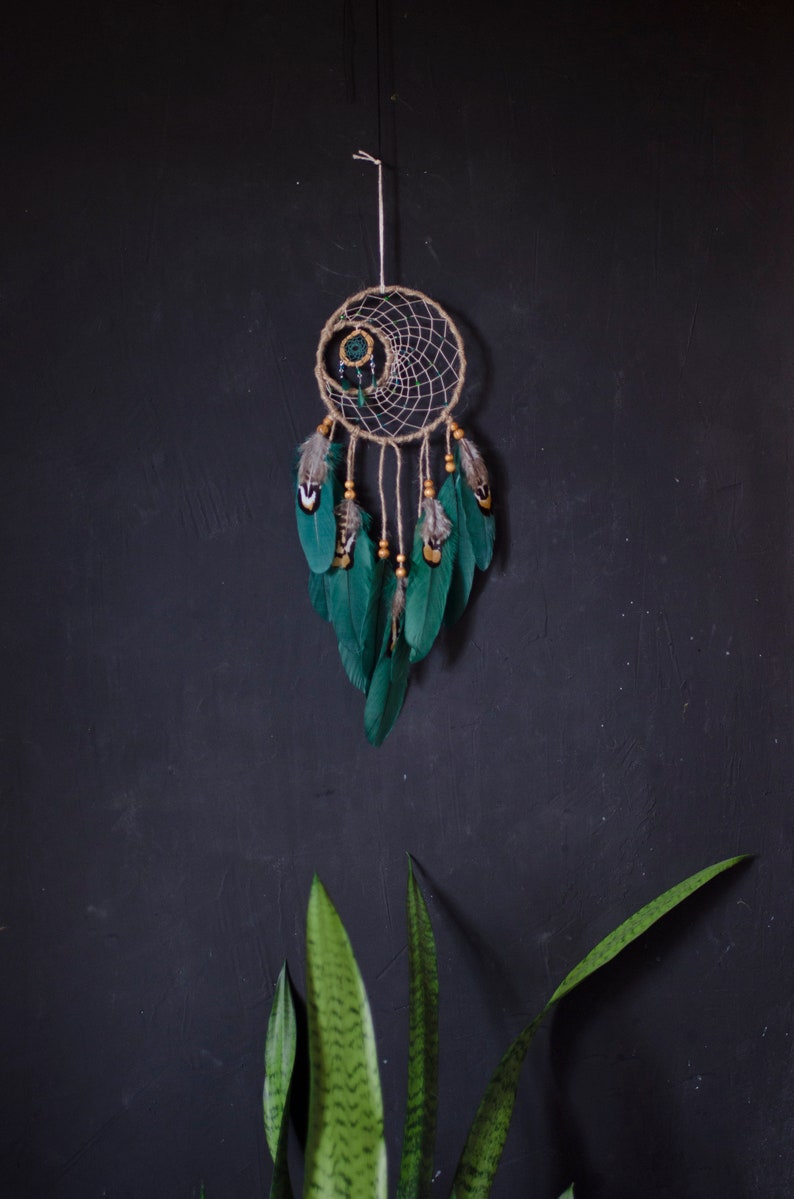 Unique green dream catcher. Forest spirit dream catcher | Etsy
