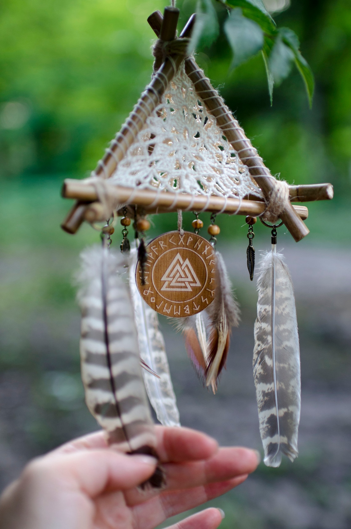 Triangle Dream Catcher Valknut Symbol Dream Catcher Viking - Etsy