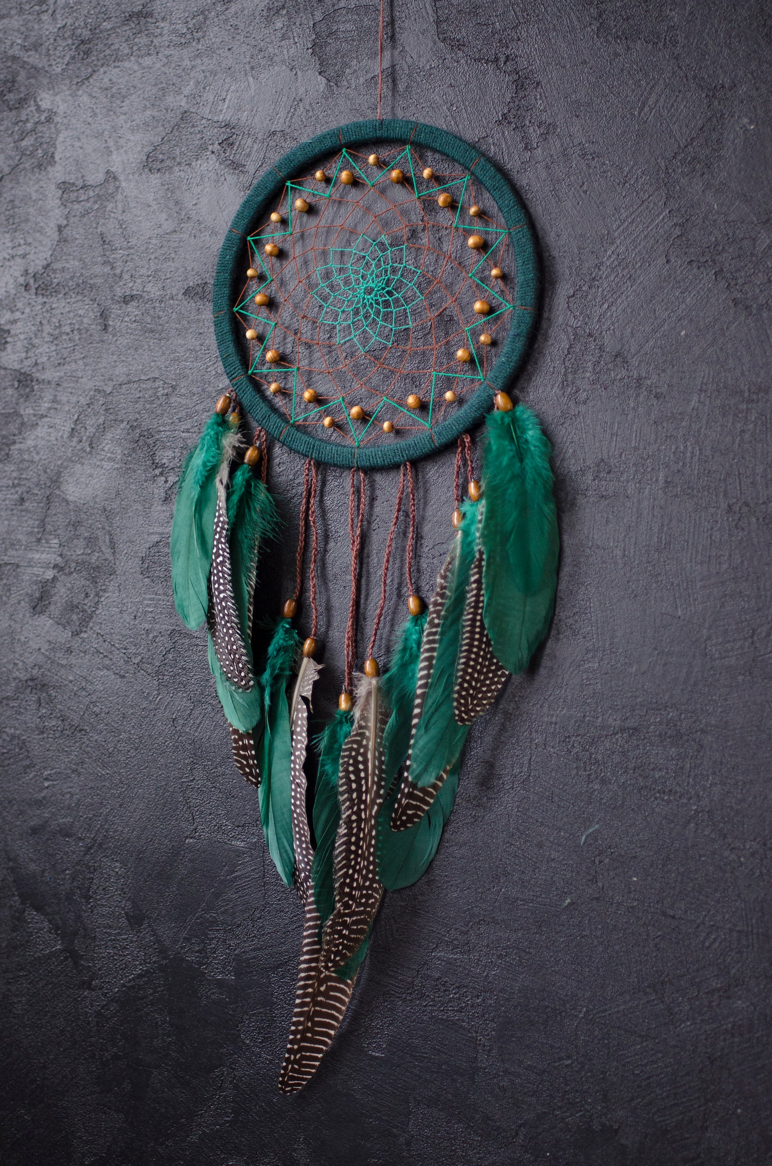 Green Dream Catcher With Natural Feathers Green Brown - Etsy