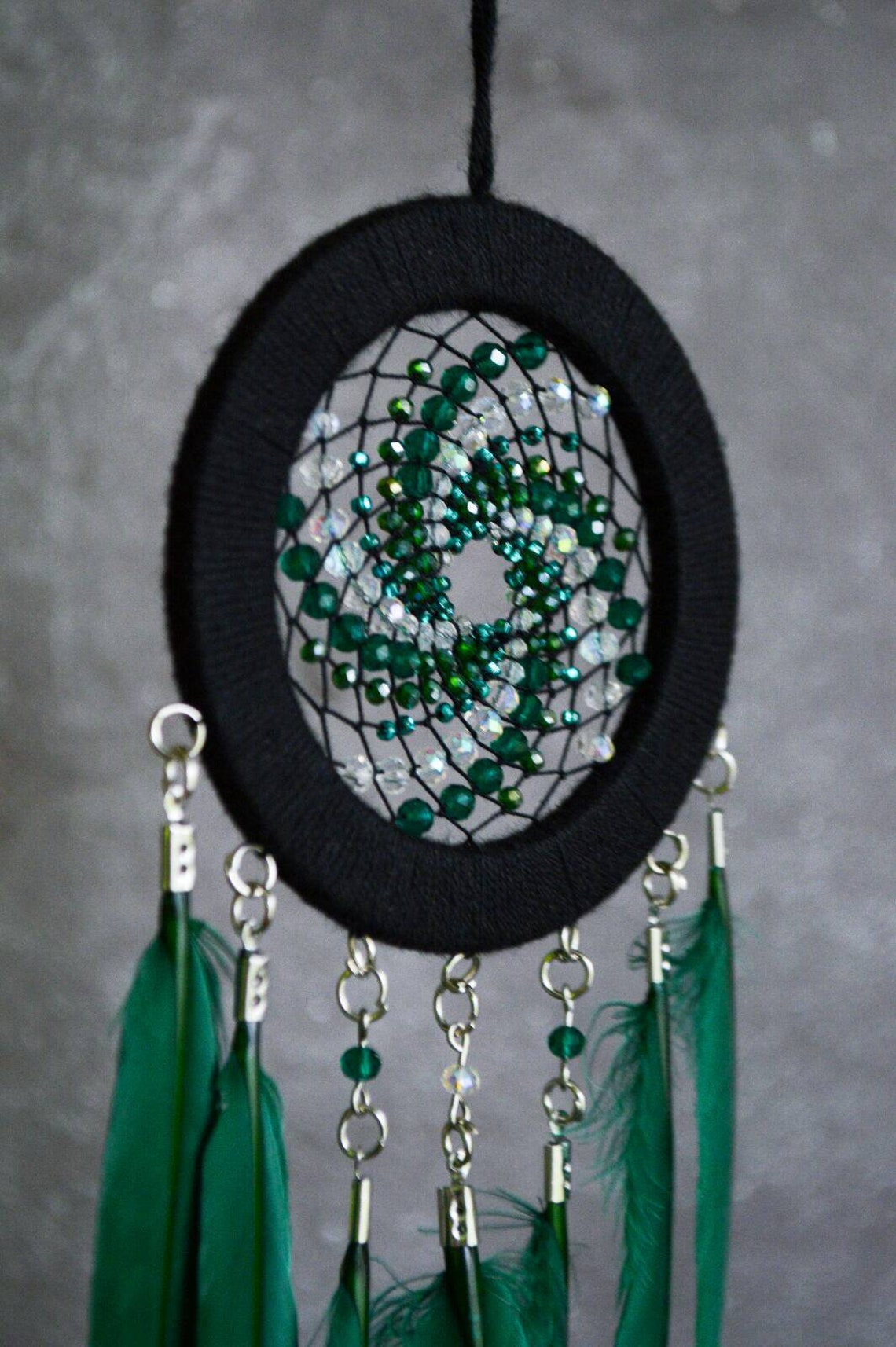 Bottle green dream catcher. Small dreamcatcher car rear view | Etsy