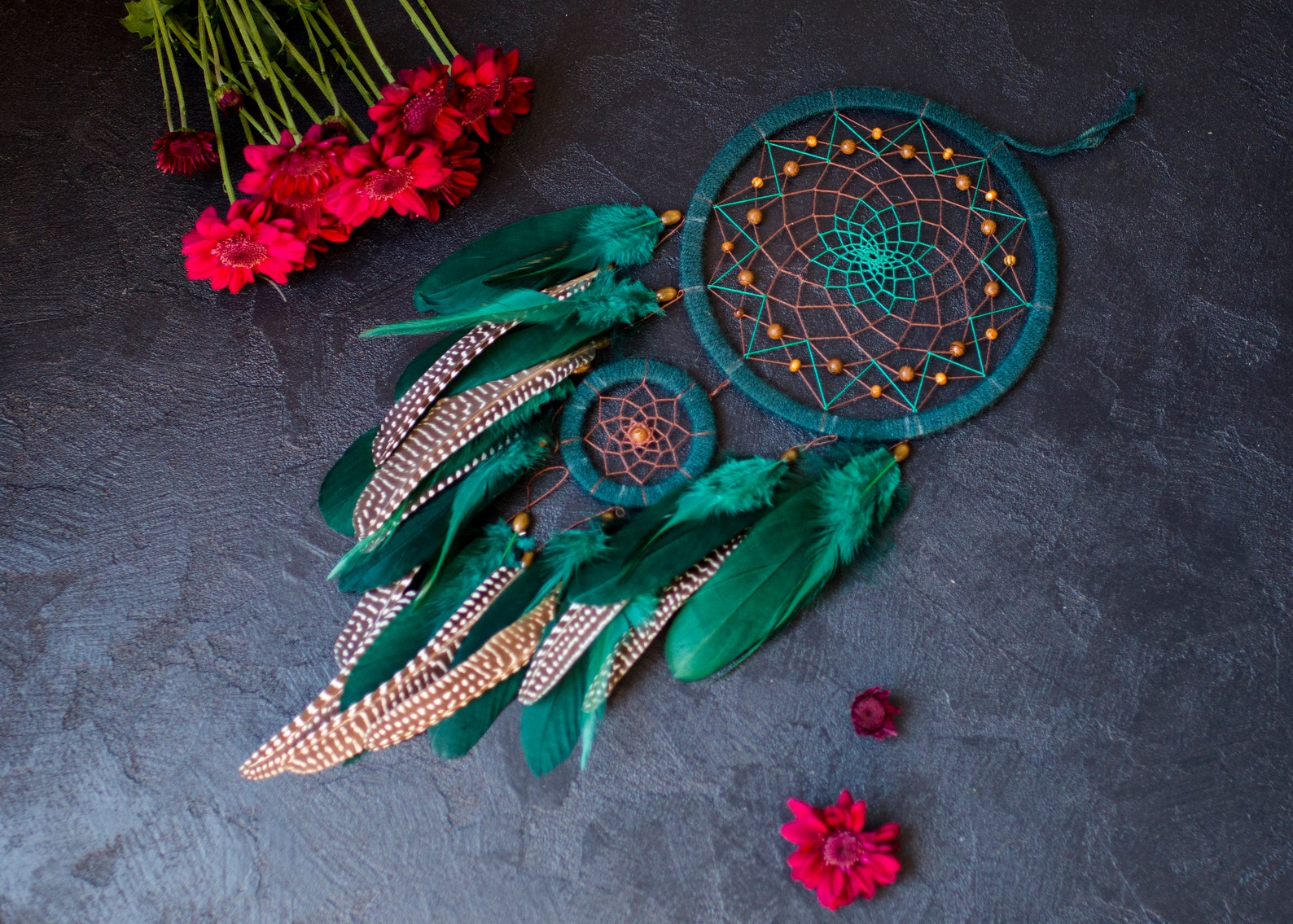 Green Dream Catcher Boho Natural Dreamcatcher Green. Not | Etsy