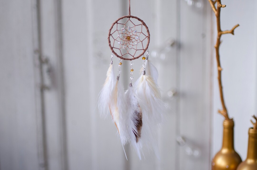 Beige Car Hanging Charm. Small Dream Catcher. - Etsy