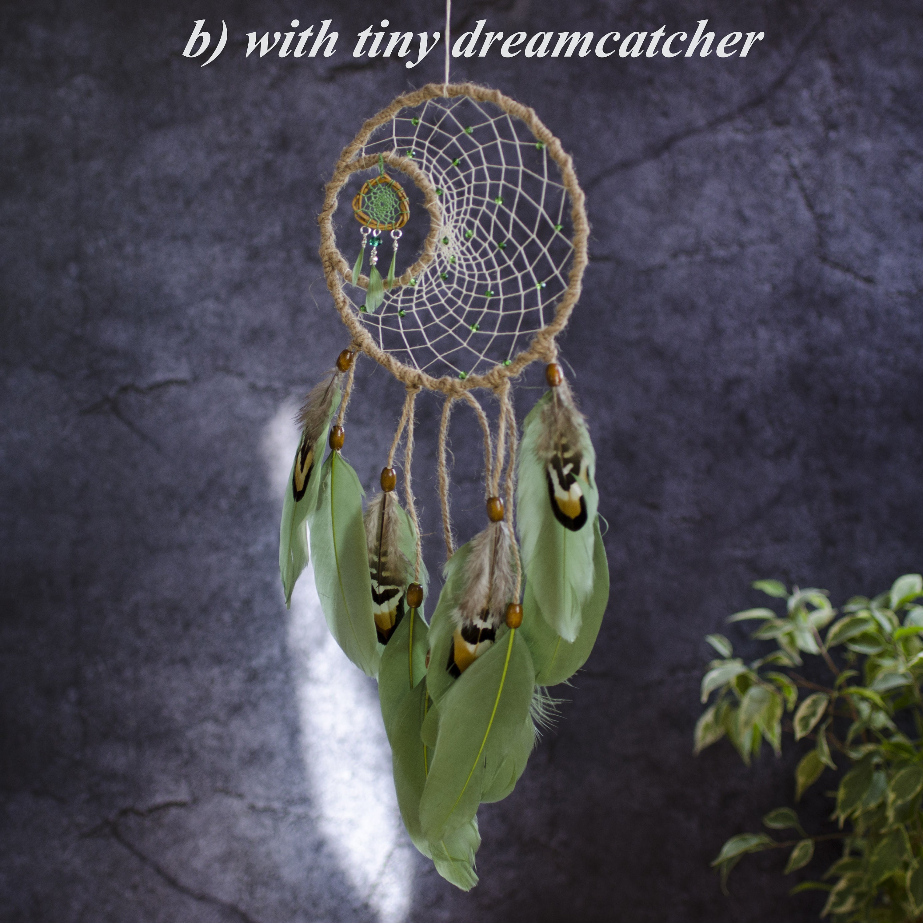Boho Dream Catchers Set. Bohemian Bedroom Dreamcatcher Decor. Green ...