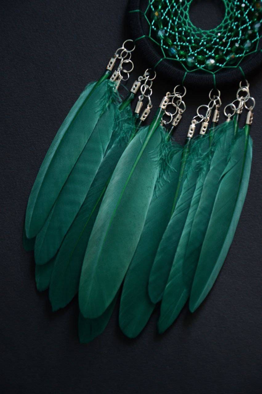 Bottle Green Dream Catcher. Small Dreamcatcher Car Rear View - Etsy