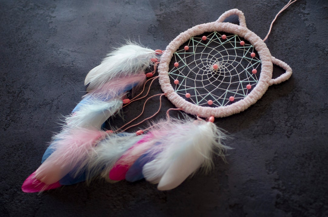 Dream Catcher for Girl. Pastel Nursery Dreamcatcher. Cat Dreamcatcher ...
