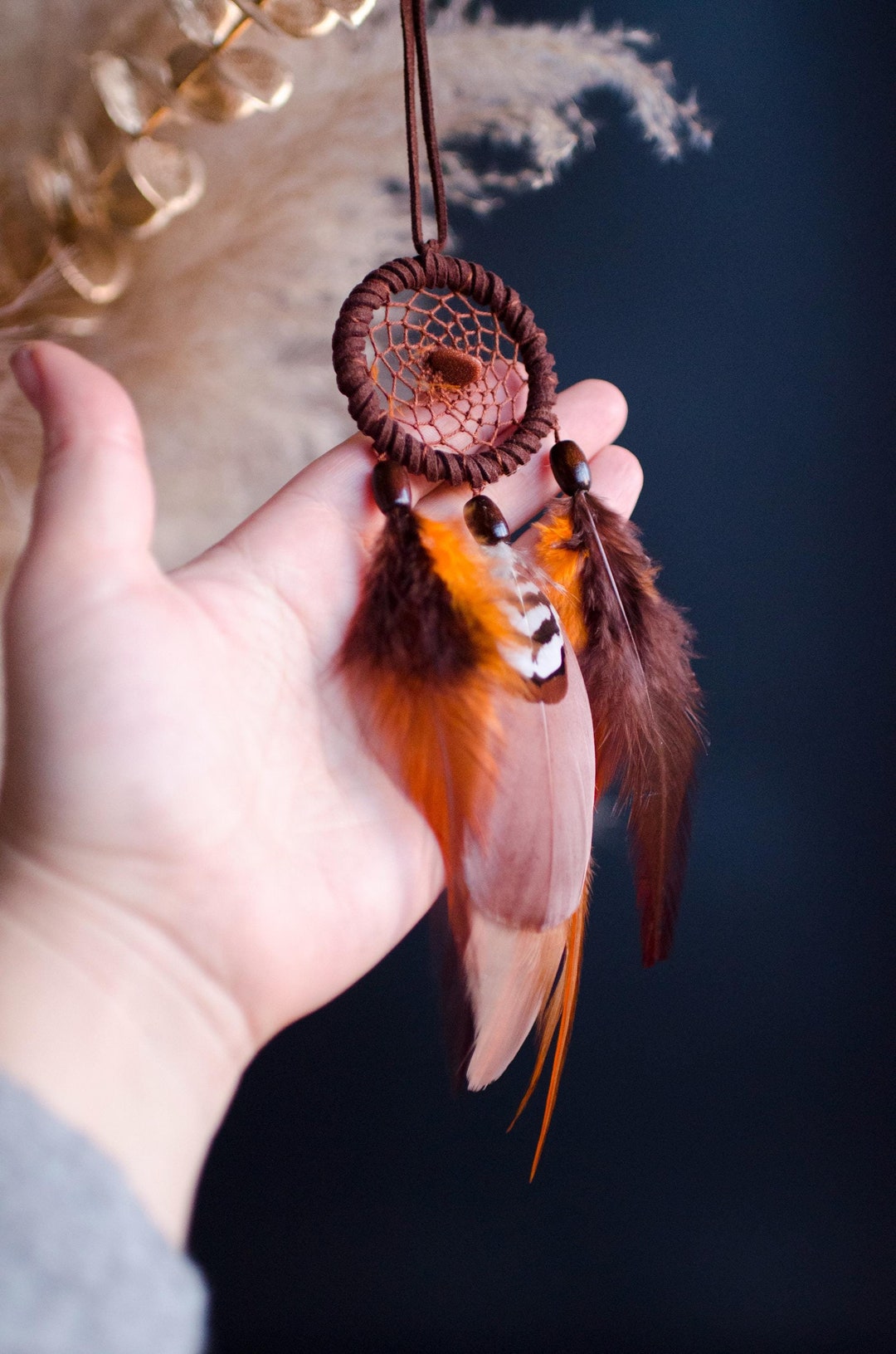Mini Dream Catcher: Boho Car Charm With Feathers - Etsy